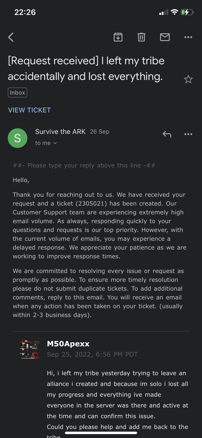 Ticket - General Discussion - ARK - Official Community Forums