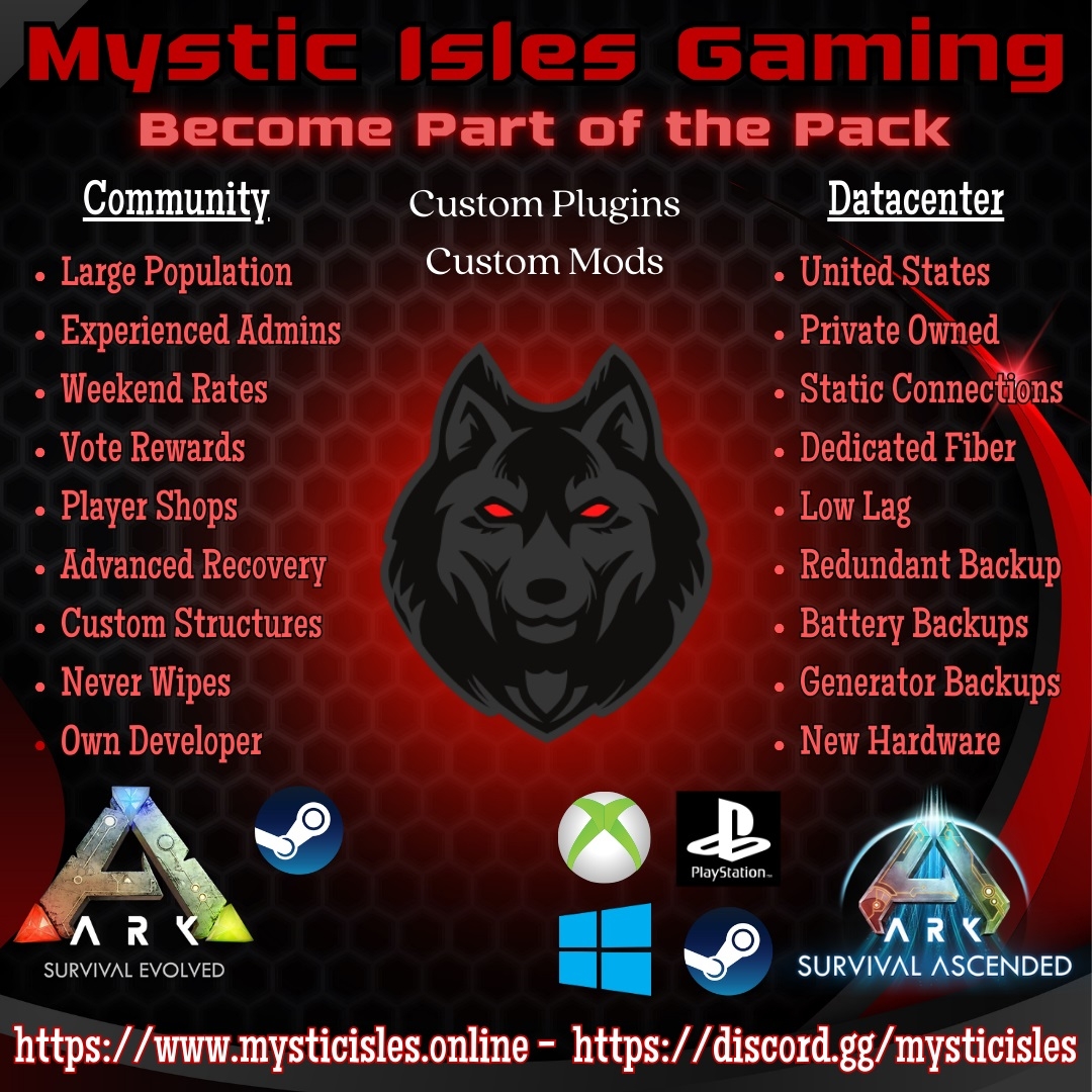 **Mystic Isles Gaming | ARK:SA [26+Maps] | 3 Ragnarok's now Live ...