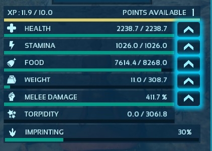 When a tame has levelup points, show what the increase would be before ...